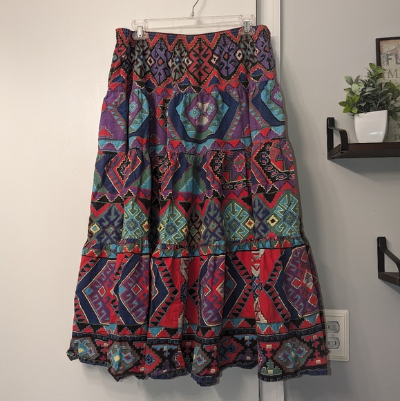 The Most Custom Collection | Skirts | Vintage Aztec Colorful Ruffle ...